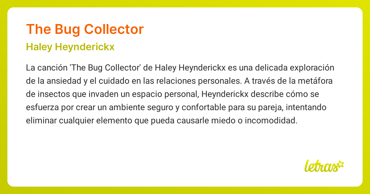 Significado de la canción THE BUG COLLECTOR (Haley Heynderickx ...