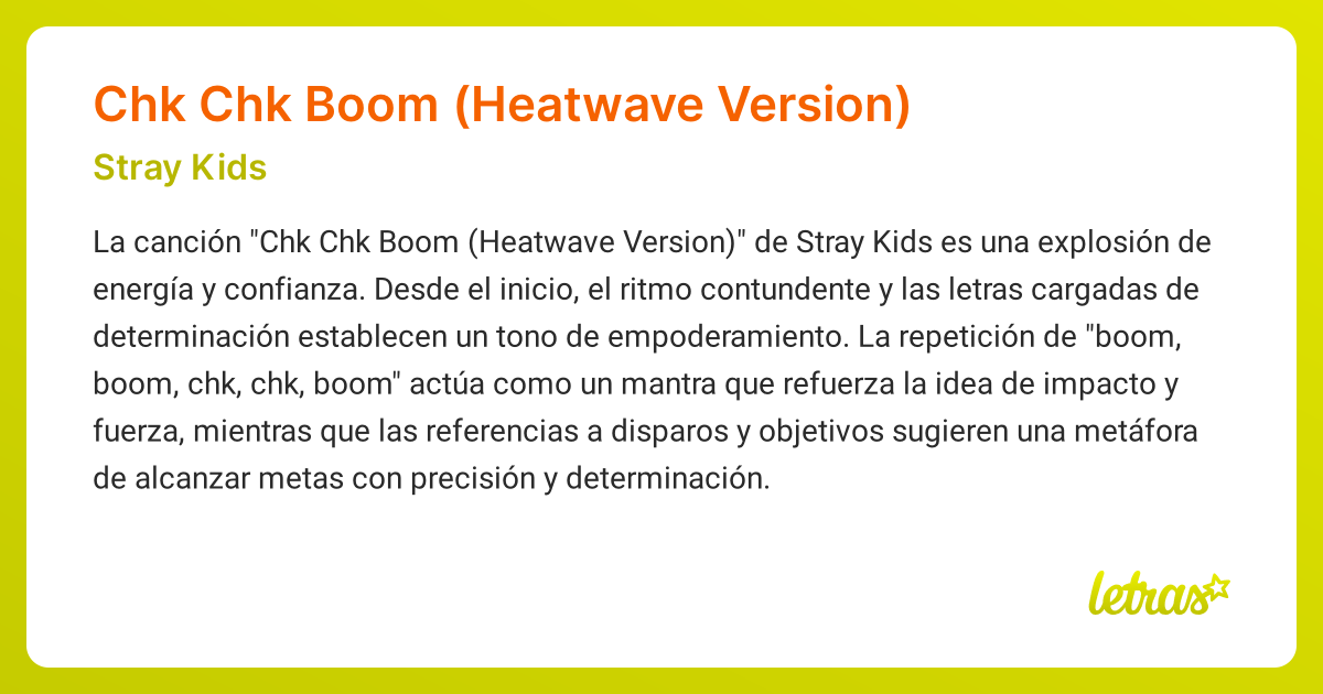 Significado de la canción Chk Chk Boom (Heatwave Version) (Stray Kids ...