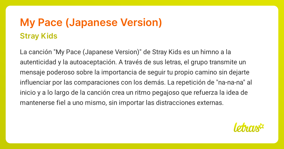 Significado de la canción MY PACE (JAPANESE VERSION) (Stray Kids ...