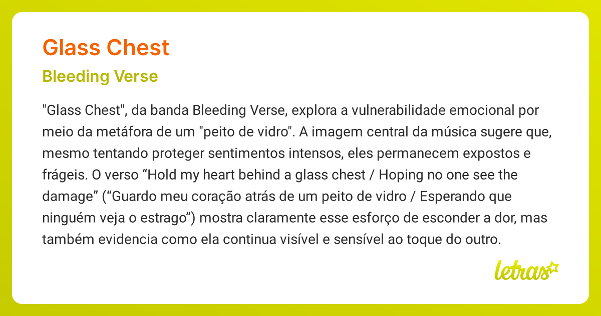 Significado da música GLASS CHEST (Bleeding Verse) - LETRAS.MUS.BR