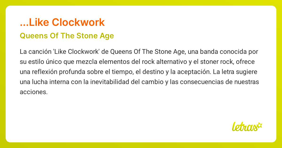 Significado de la canción LIKE CLOCKWORK (Queens Of The Stone Age ...