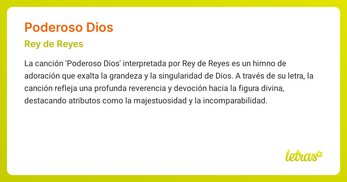 Significado de la canción PODEROSO DIOS (Rey de Reyes) - LETRAS.COM