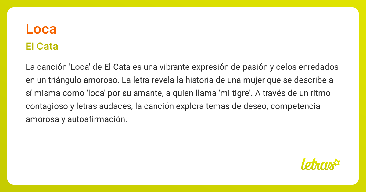 Significado de la canción LOCA (El Cata) - LETRAS.COM
