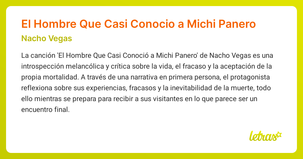 Significado de la canción El Hombre Que Casi Conocio a Michi Panero ...