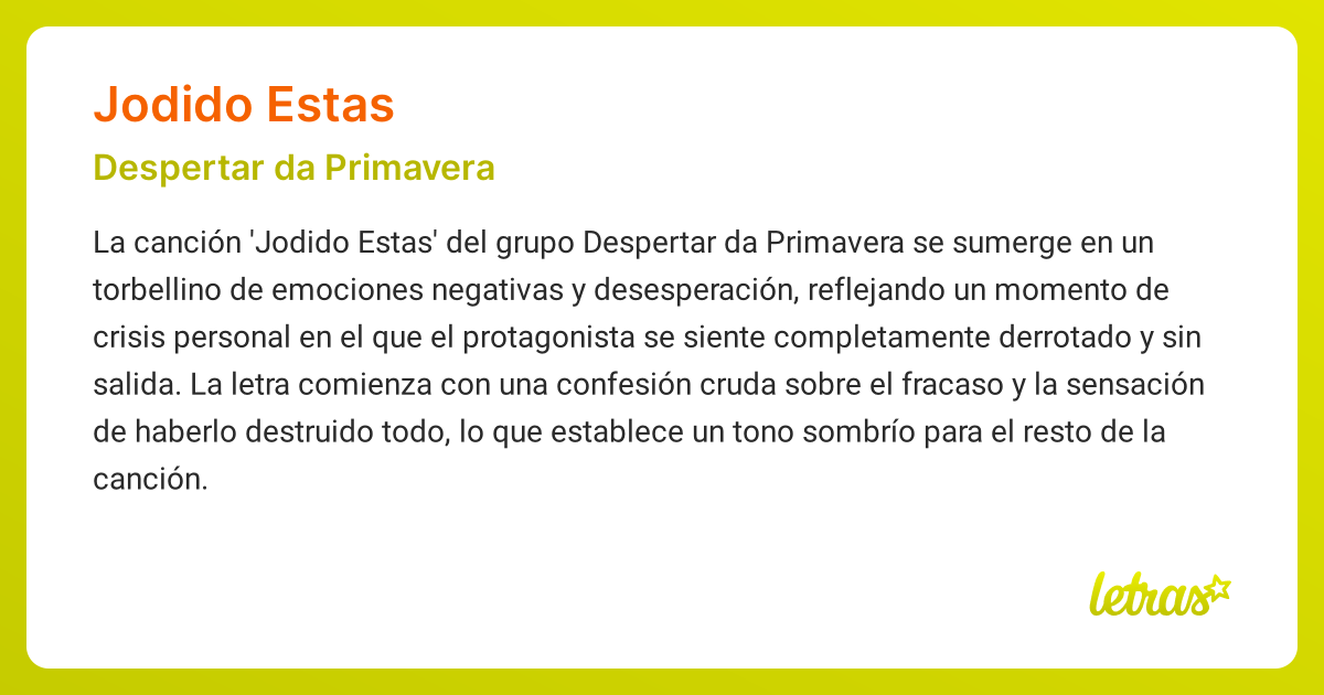 Significado de la canción JODIDO ESTAS (Despertar da Primavera ...