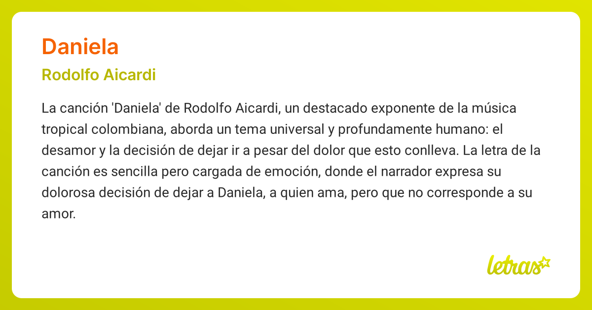 Significado de la canción DANIELA (Rodolfo Aicardi) - LETRAS.COM
