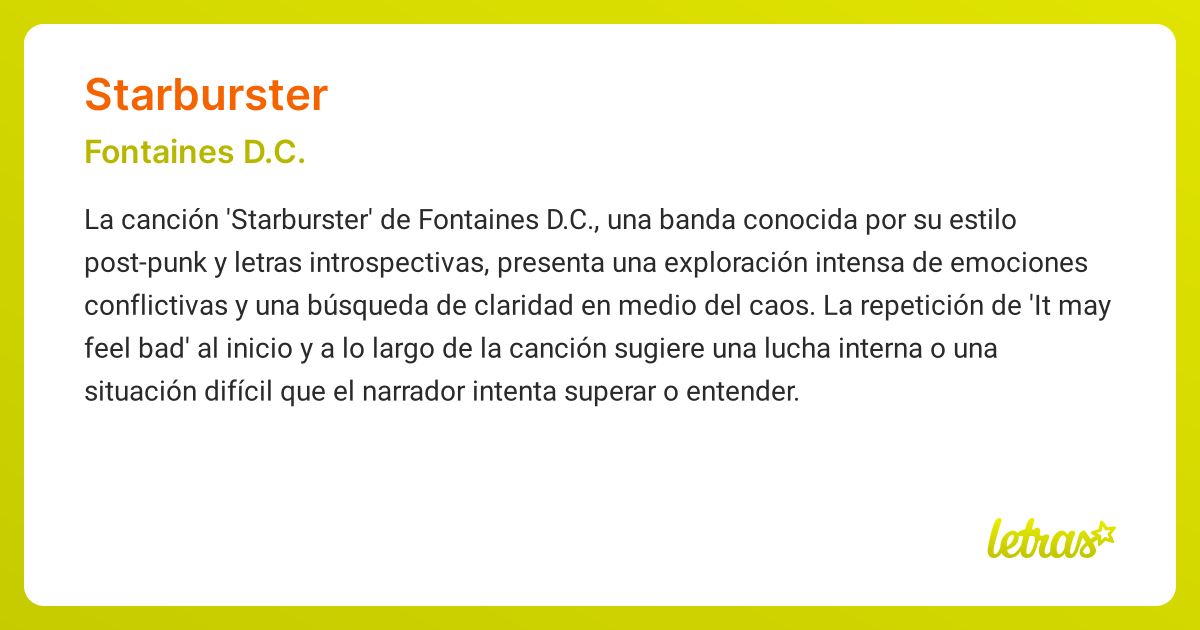 Significado de la canción STARBURSTER (Fontaines D.C.) - LETRAS.COM