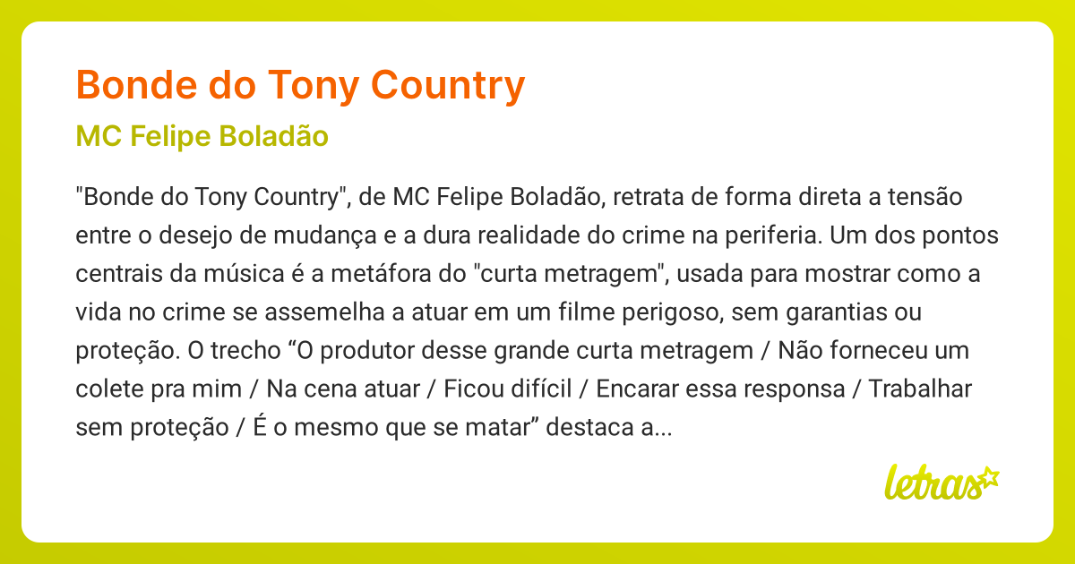 Significado da música BONDE DO TONY COUNTRY (MC Felipe Boladão ...