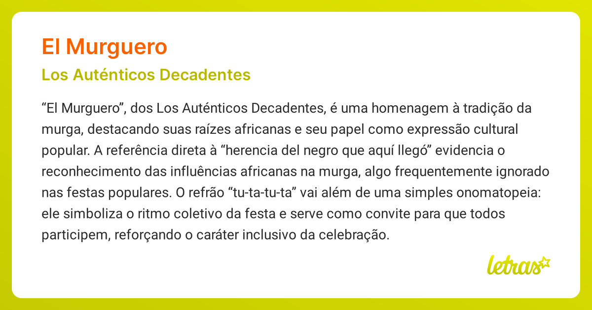 Significado da música EL MURGUERO (Los Auténticos Decadentes) - LETRAS ...
