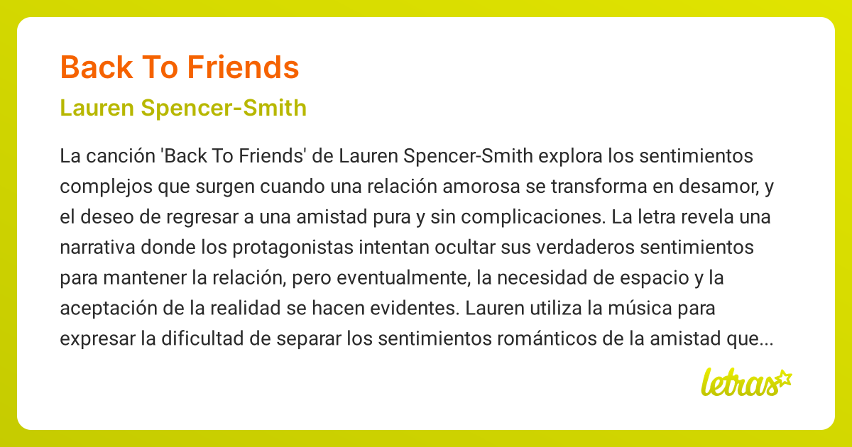 Significado de la canción BACK TO FRIENDS (Lauren Spencer-Smith ...