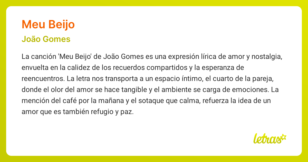 Significado de la canción MEU BEIJO (João Gomes) - LETRAS.COM
