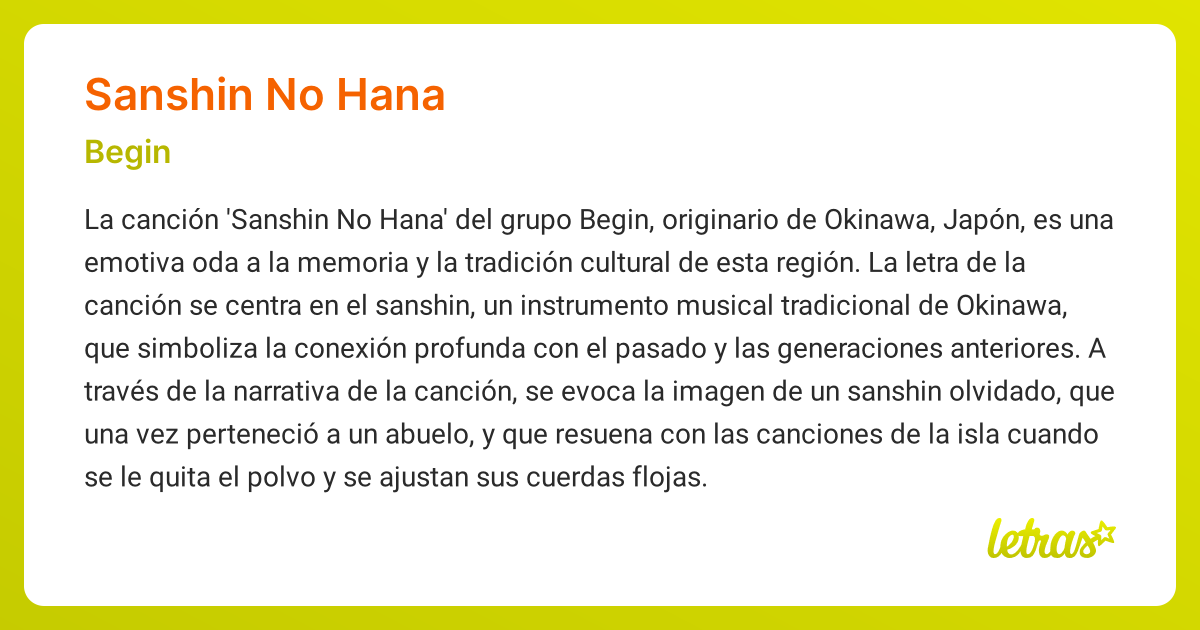 Significado de la canción SANSHIN NO HANA (Begin) - LETRAS.COM