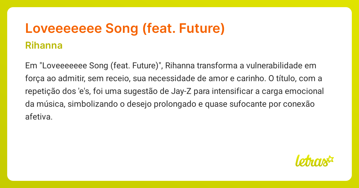 Significado da música LOVEEEEEEE SONG (FEAT. FUTURE) (Rihanna) - LETRAS ...