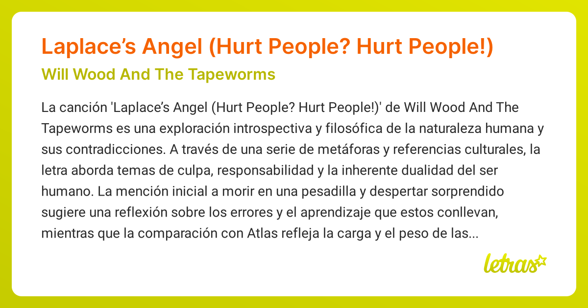 Significado de la canción Laplace’s Angel (Hurt People? Hurt People ...