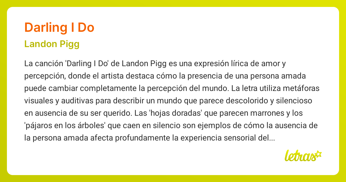 Significado de la canción DARLING I DO (Landon Pigg) - LETRAS.COM