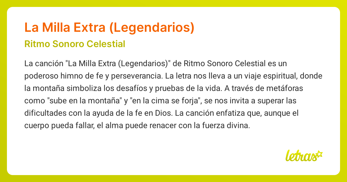 Significado de la canción LA MILLA EXTRA (LEGENDARIOS) (Ritmo Sonoro ...