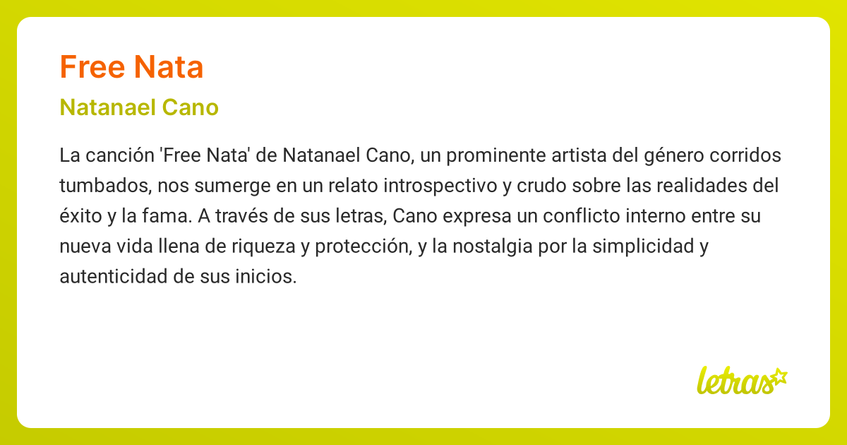 Significado de la canción FREE NATA (Natanael Cano) - LETRAS.COM