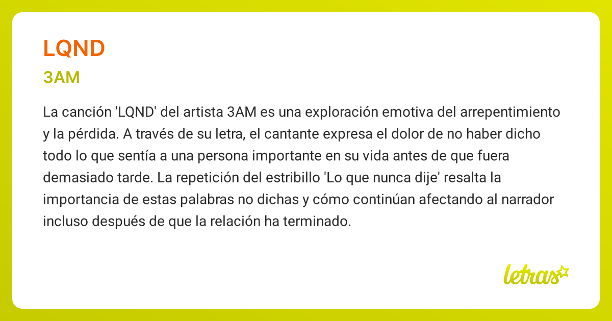 Significado de la canción LQND (3AM) - LETRAS.COM