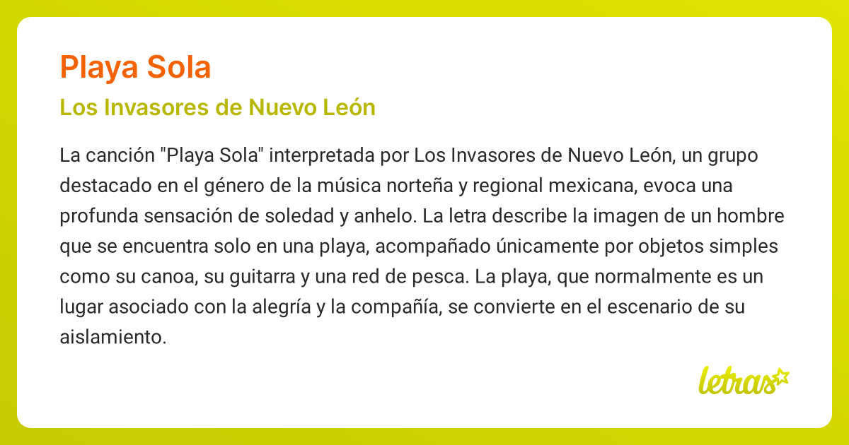 Significado de la canción PLAYA SOLA (Los Invasores de Nuevo León ...
