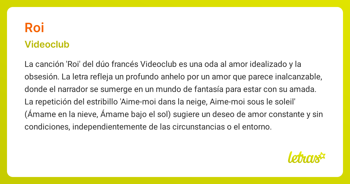Significado de la canción ROI (Videoclub) - LETRAS.COM