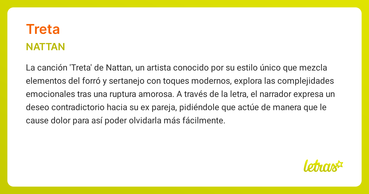 Significado de la canción TRETA (NATTAN) - LETRAS.COM