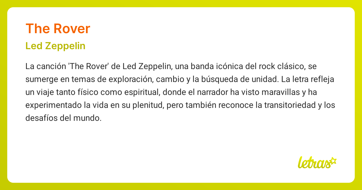 Significado de la canción THE ROVER (Led Zeppelin) - LETRAS.COM