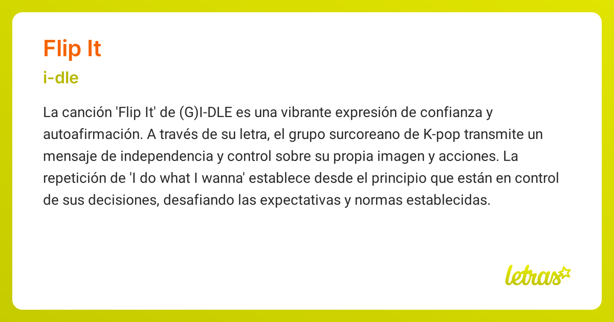 Significado de la canción FLIP IT ((G)I-DLE) - LETRAS.COM