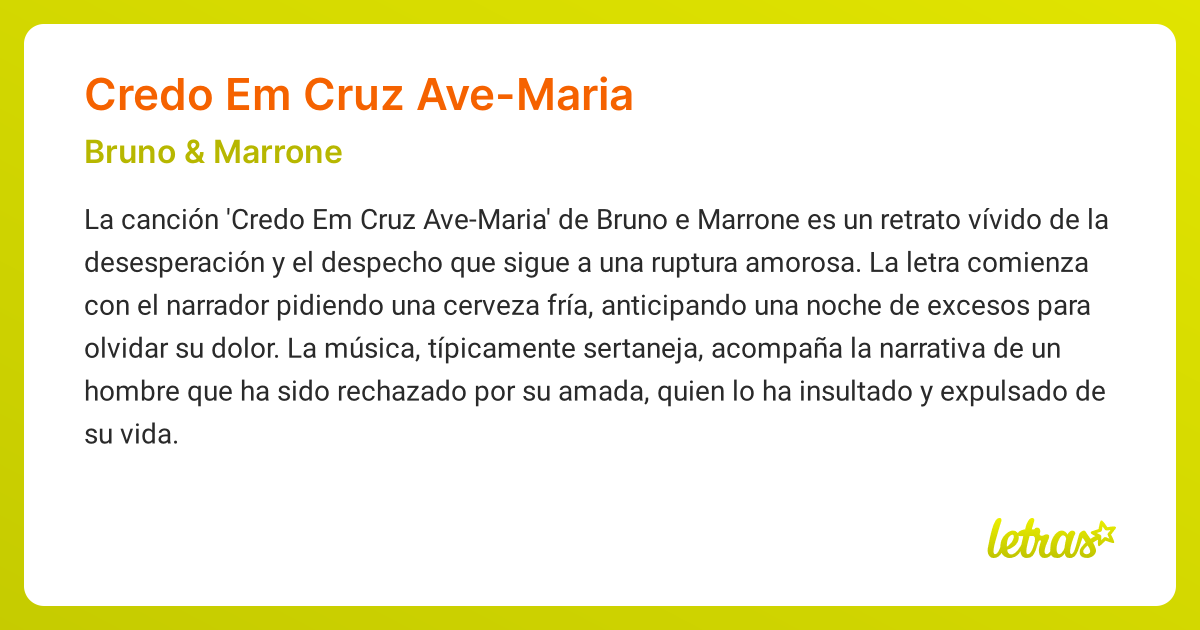 Significado de la canción CREDO EM CRUZ AVE-MARIA (Bruno & Marrone ...