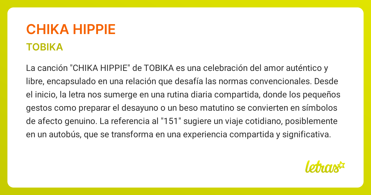 Significado de la canción CHIKA HIPPIE (TOBIKA) - LETRAS.COM