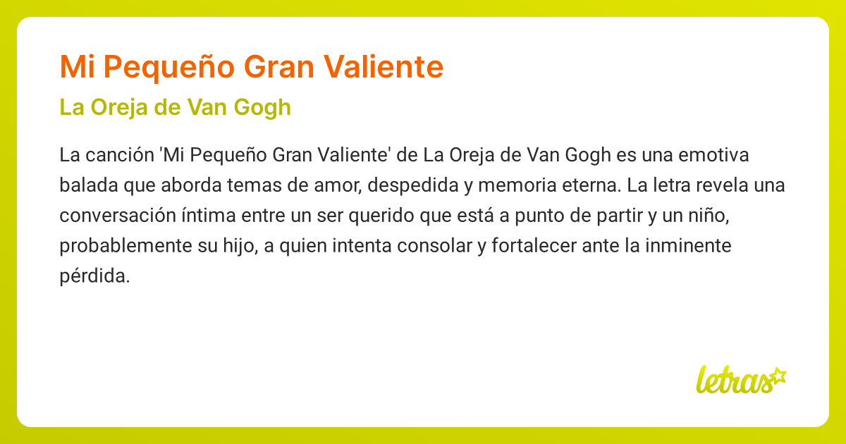 Significado de la canción MI PEQUEÑO GRAN VALIENTE (La Oreja de Van ...
