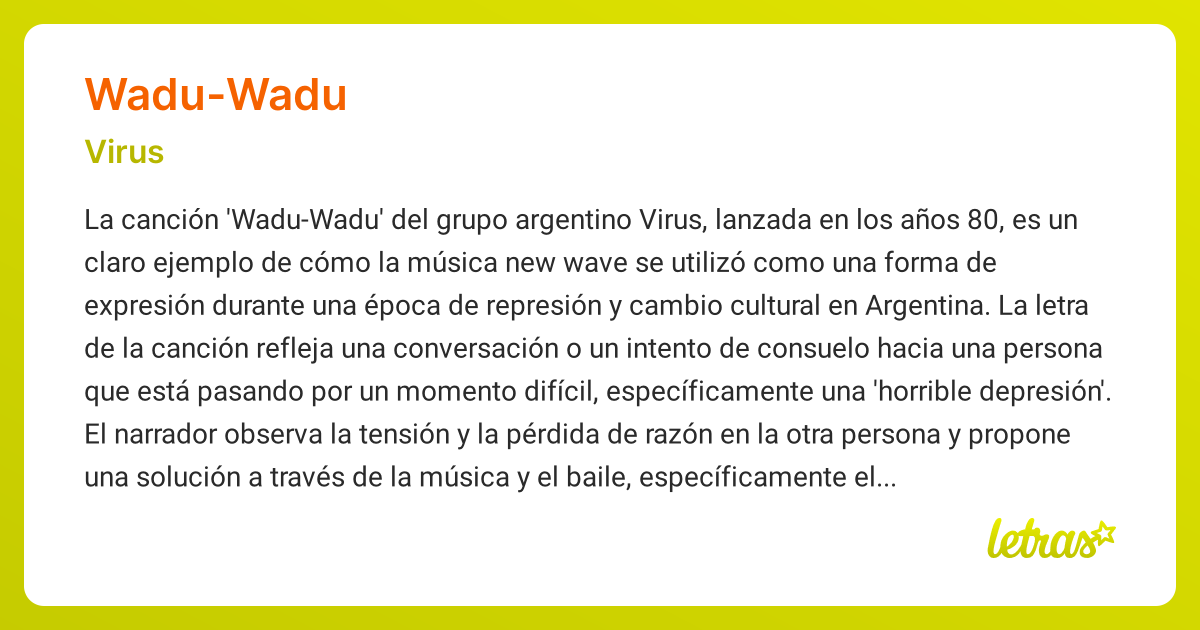 Significado de la canción WADU-WADU (Virus) - LETRAS.COM