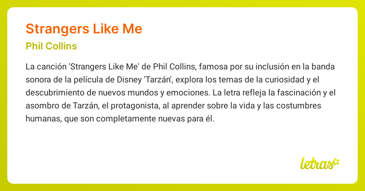 Significado De La Canción Strangers Like Me Phil Collins Letras Com