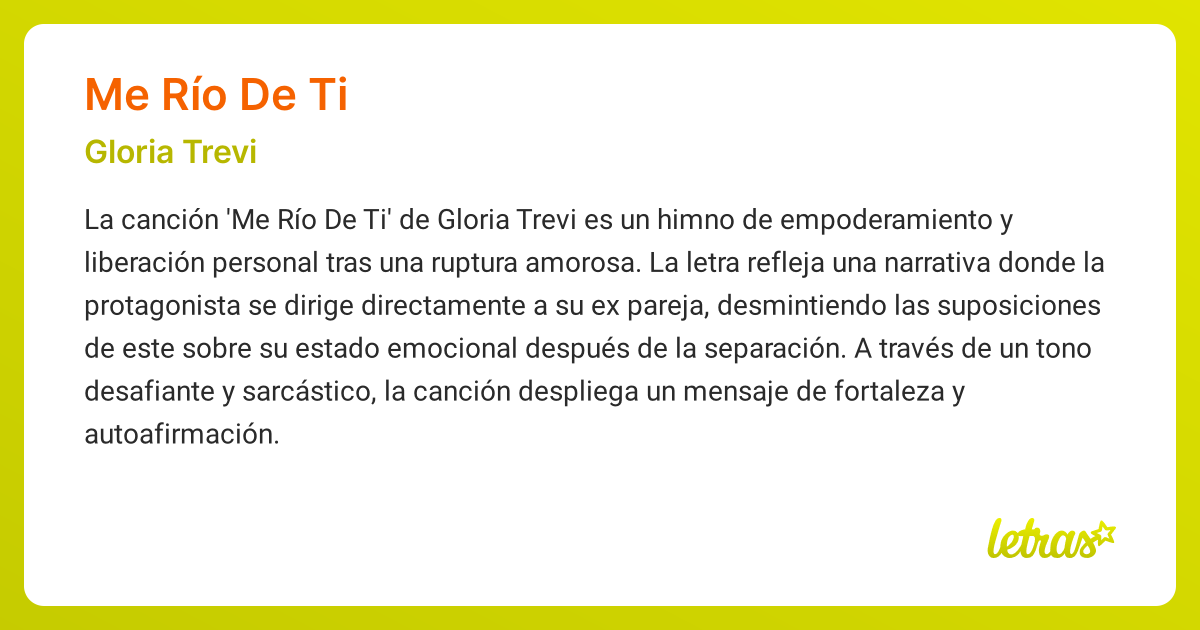 Significado de la canción ME RÍO DE TI (Gloria Trevi) - LETRAS.COM