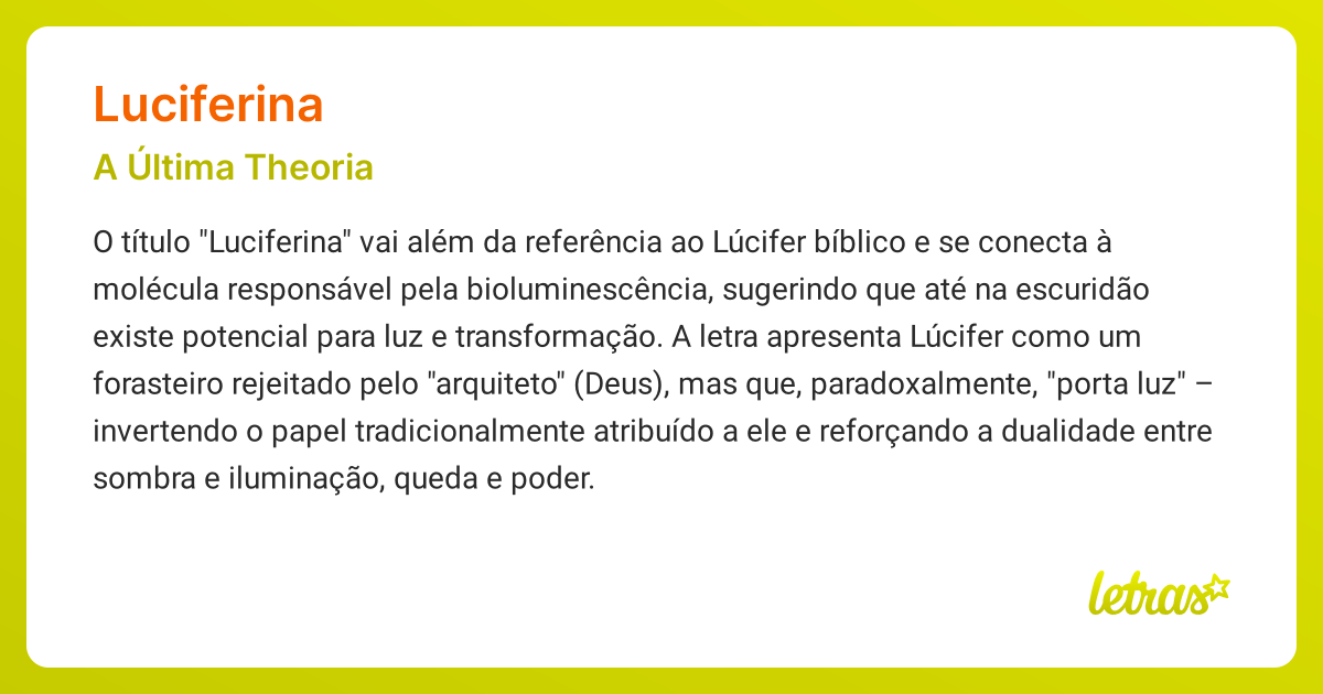 Significado da música LUCIFERINA (A Última Theoria) - LETRAS.MUS.BR