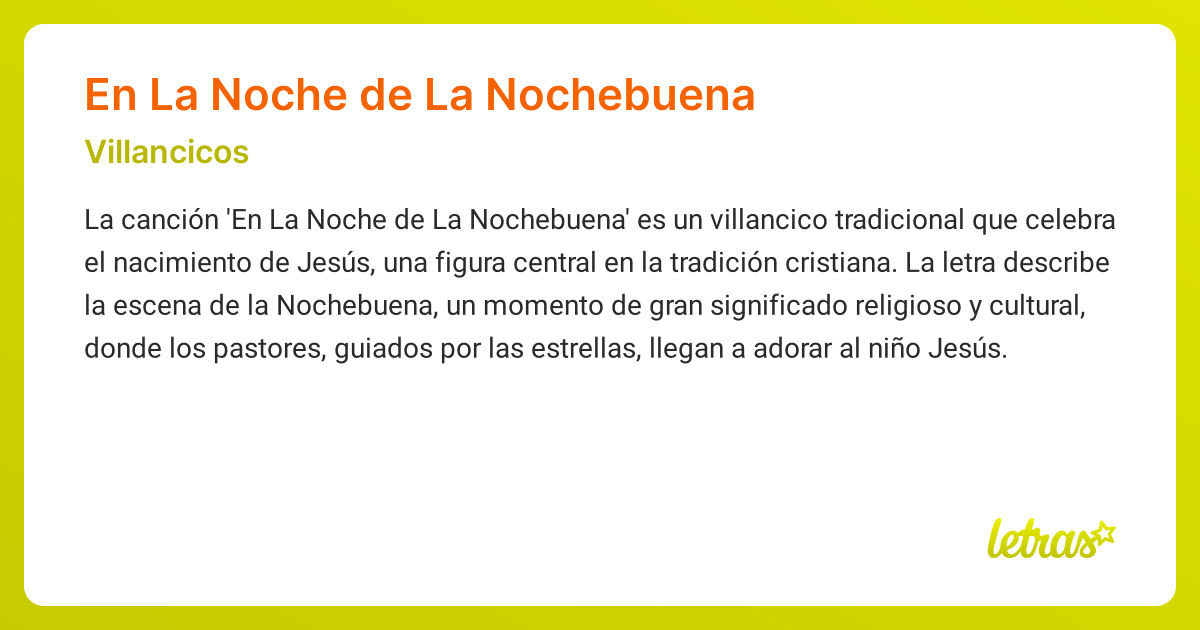 Significado de la canción EN LA NOCHE DE LA NOCHEBUENA (Villancicos ...