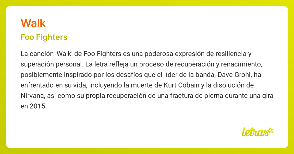 Significado de la canción WALK (Foo Fighters) - LETRAS.COM