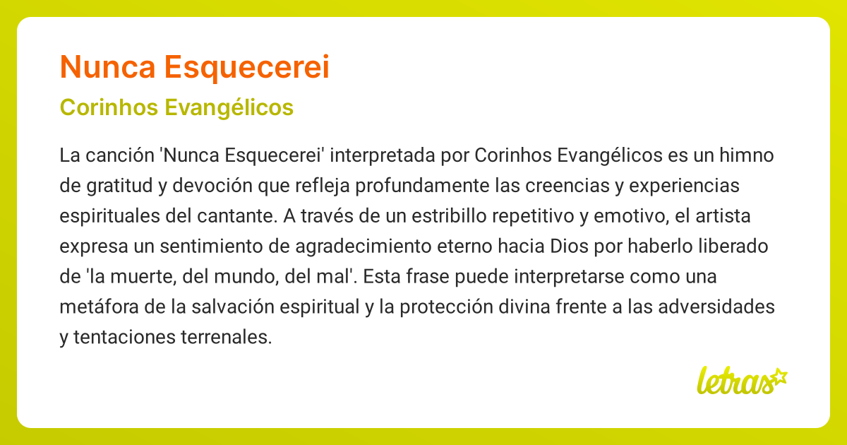 Significado de la canción NUNCA ESQUECEREI (Corinhos Evangélicos ...