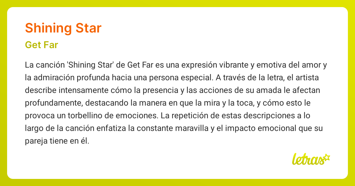 Significado de la canción SHINING STAR (Get Far) - LETRAS.COM