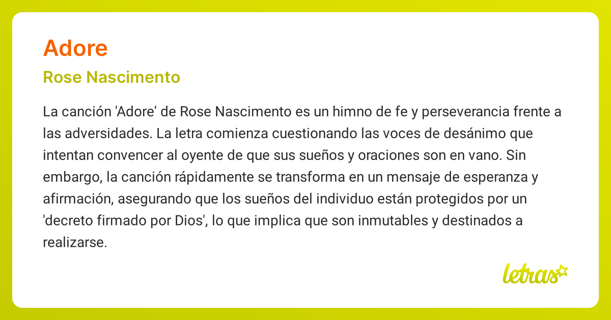 Significado de la canción ADORE (Rose Nascimento) - LETRAS.COM