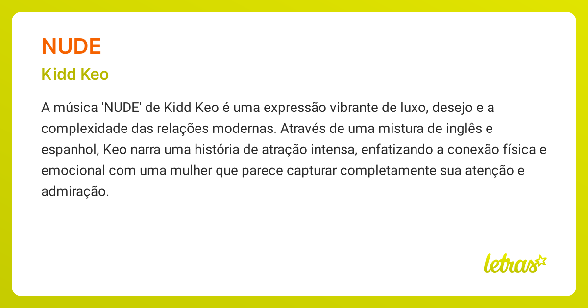 Significado da música NUDE (Kidd Keo) - LETRAS.MUS.BR