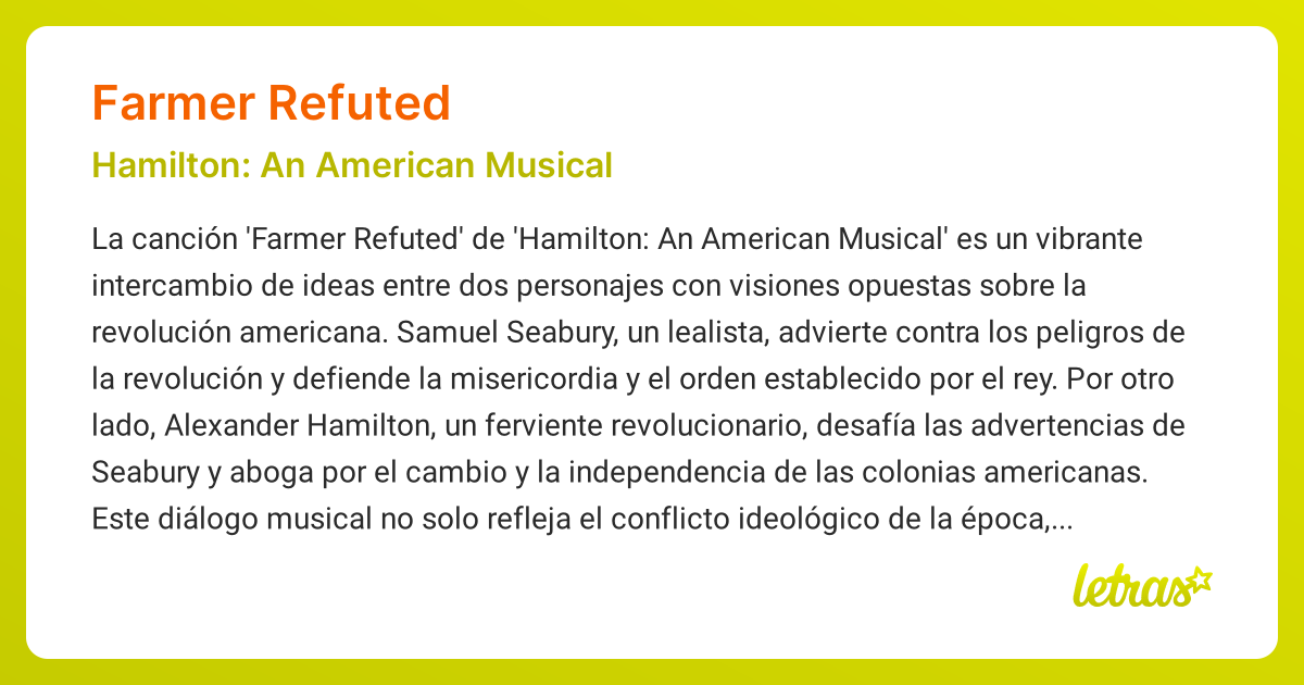 Significado de la canción FARMER REFUTED (Hamilton: An American Musical ...