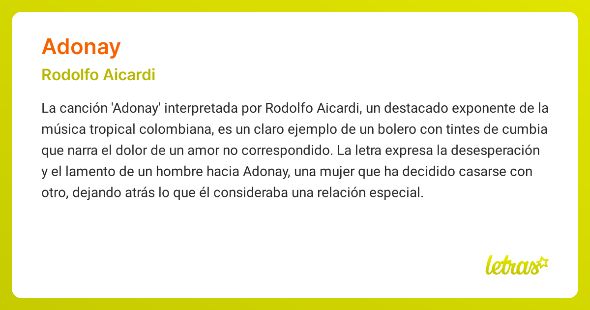 Significado de la canción ADONAY (Rodolfo Aicardi) - LETRAS.COM