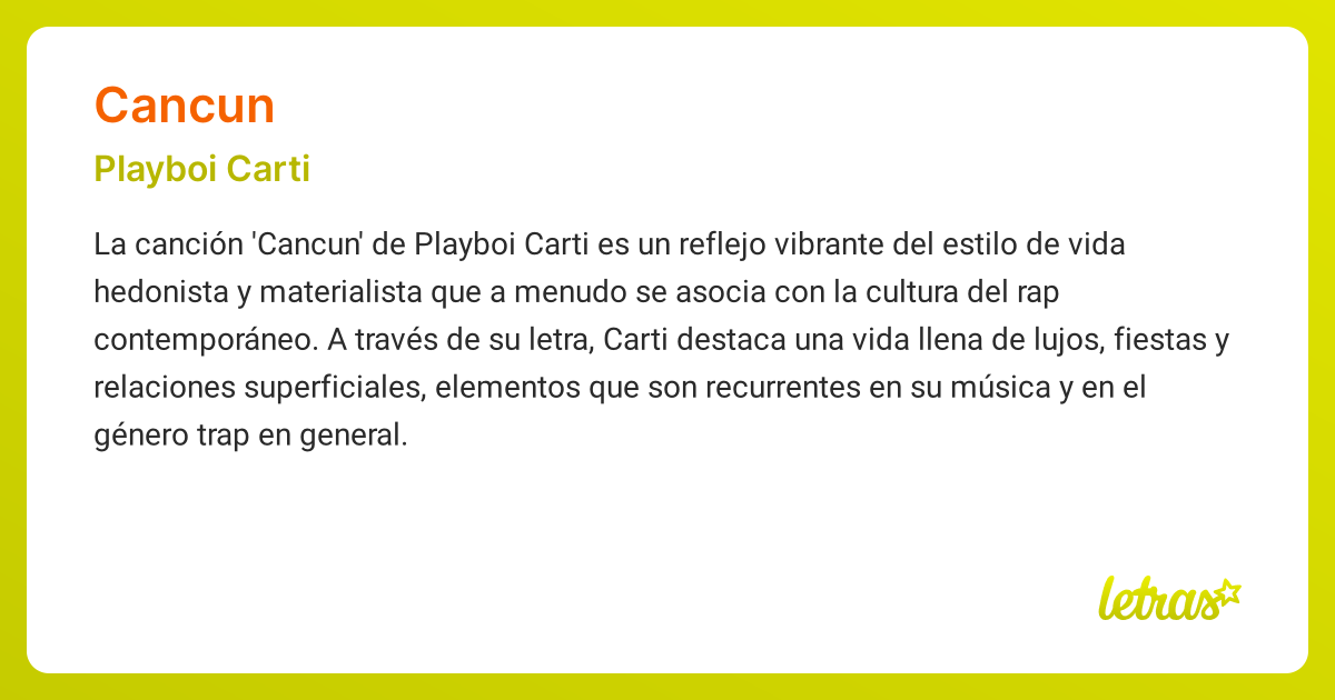 Significado de la canción CANCUN (Playboi Carti) - LETRAS.COM