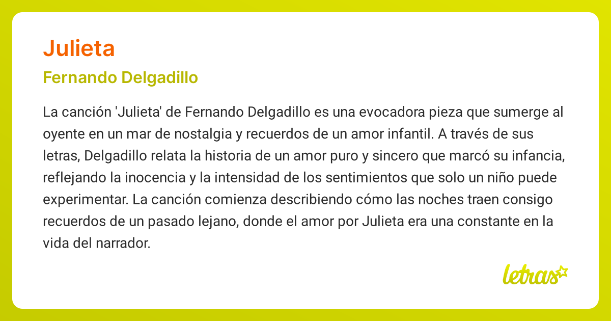 Significado de la canción JULIETA (Fernando Delgadillo) - LETRAS.COM