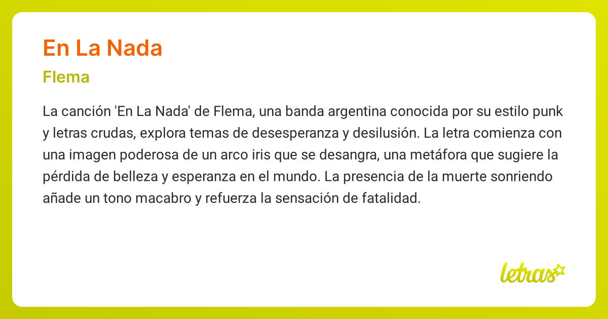 Significado de la canción EN LA NADA (Flema) - LETRAS.COM