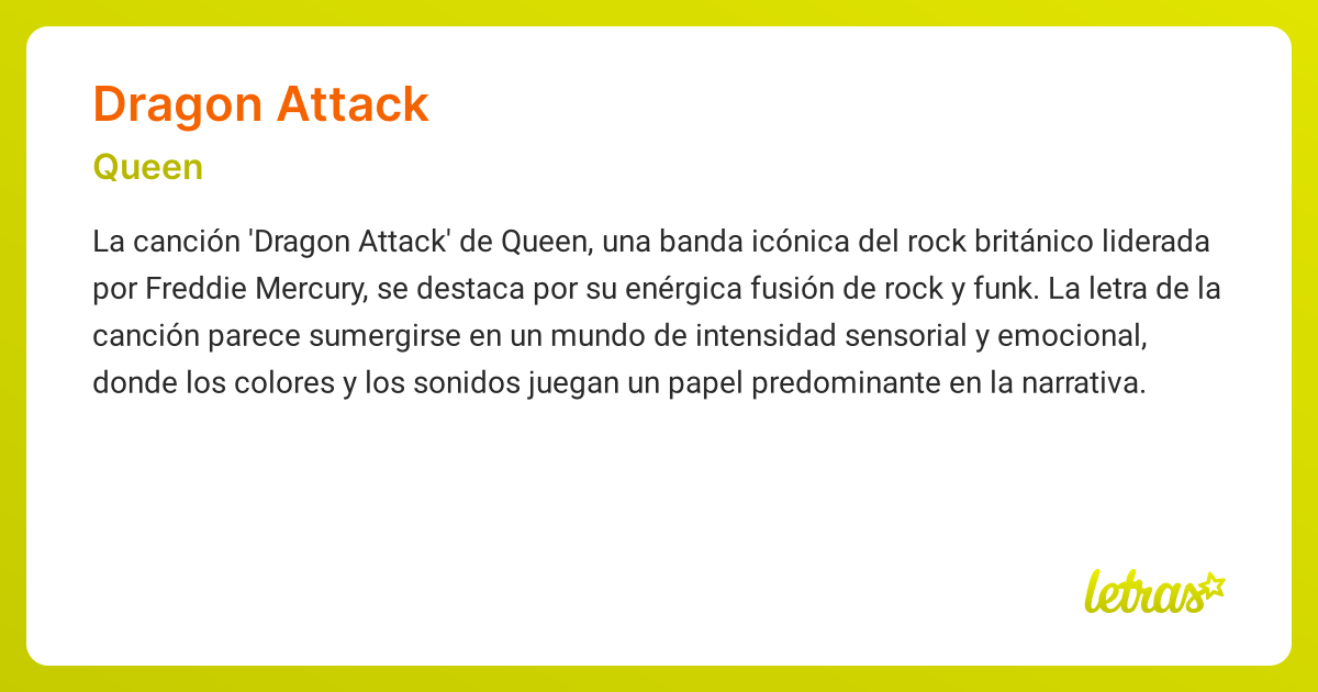 Significado de la canción DRAGON ATTACK (Queen) - LETRAS.COM