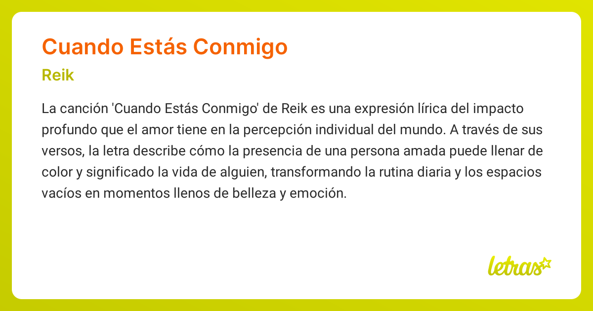 Significado de la canción CUANDO ESTÁS CONMIGO (Reik) - LETRAS.COM