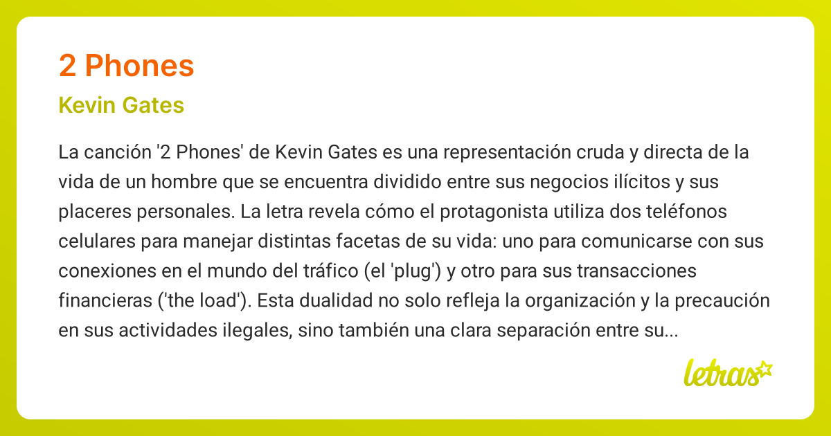 Significado de la canción 2 PHONES (Kevin Gates) - LETRAS.COM