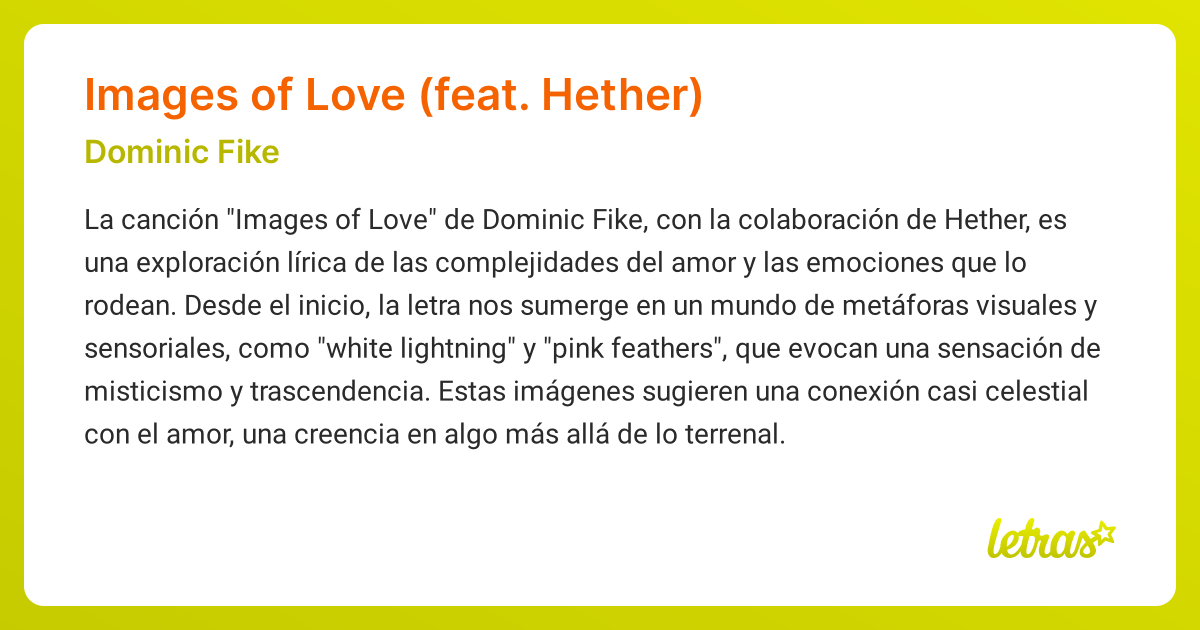 Significado de la canción IMAGES OF LOVE (FEAT. HETHER) (Dominic Fike ...