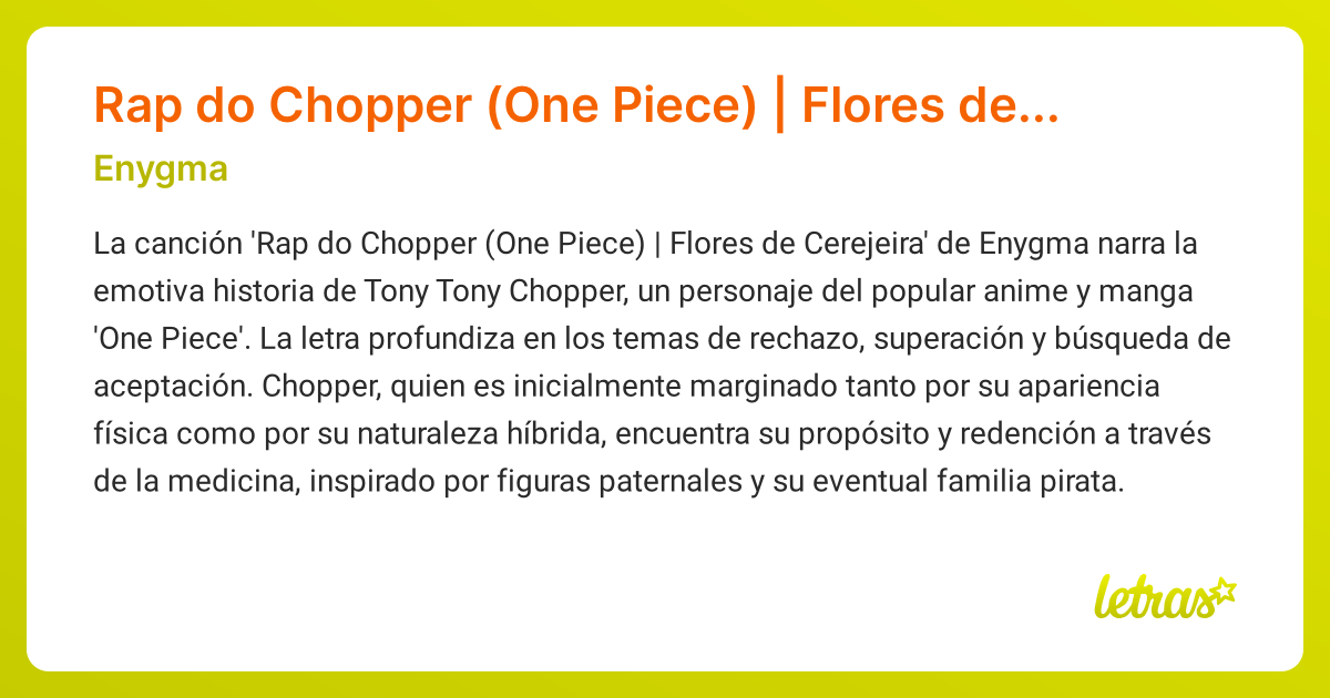 Significado de la canción Rap do Chopper (One Piece) | Flores de ...